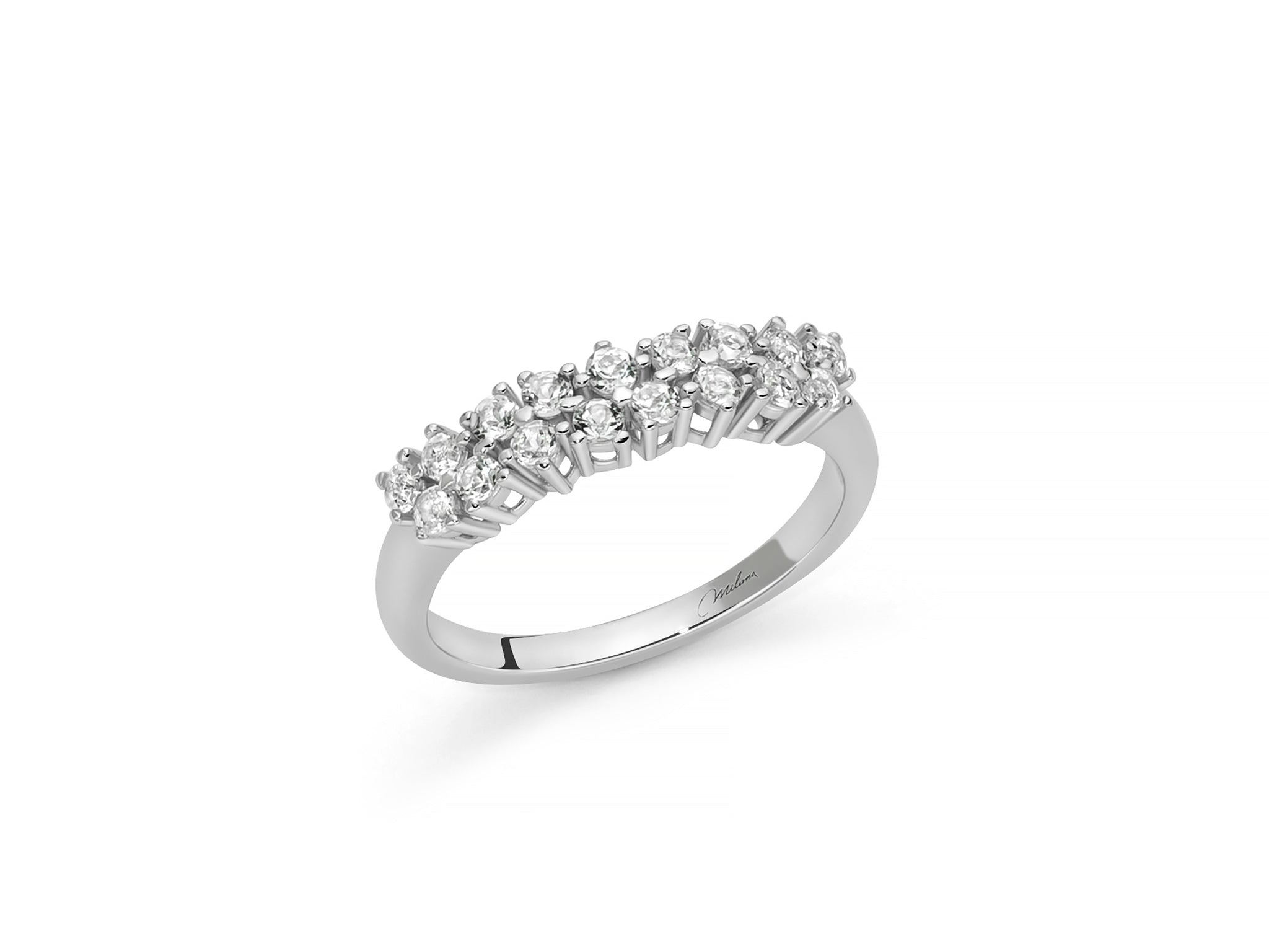 Anello Unica Neve con topazi bianchi in argento - Miluna