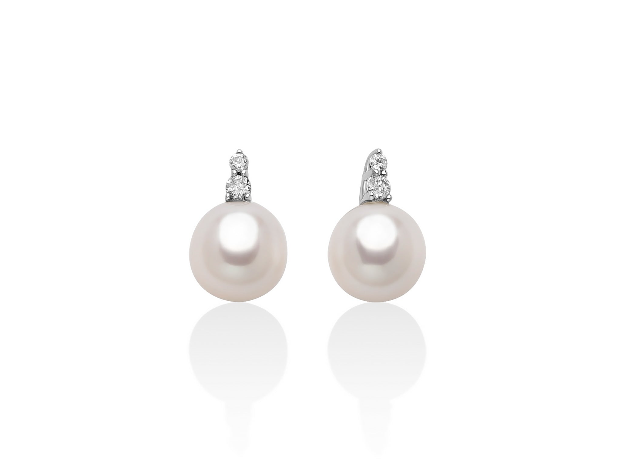 Orecchini di perle Oriente con diamanti a scalare - Miluna